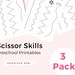 Scissor Skills for Preschool Printables, 3 Pack Worksheets B&W, Cutting ...