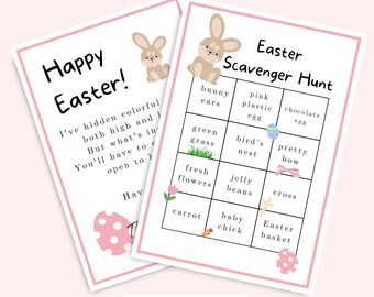Printable Easter Bunny Letter for Kids Pink, Easter Scavenger Hunt Kid ...