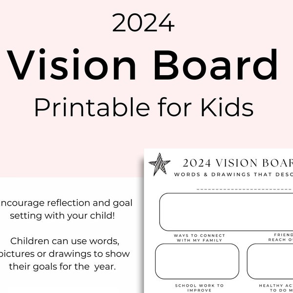 Vision Board Printable for Kids, Home Learning Activity, Kids Printable ...