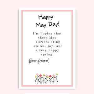 May Day Cards for Kids Printable 4x6 Inch, May Day Note, Spring ...