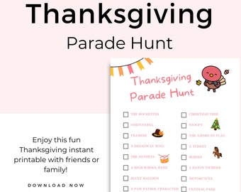Thanksgiving Parade Scavenger Hunt, Printable Thanksgiving Kid Activity ...