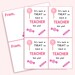 Pink Treat Valentine's Day Cards for Teachers, Printable Card, Teacher ...