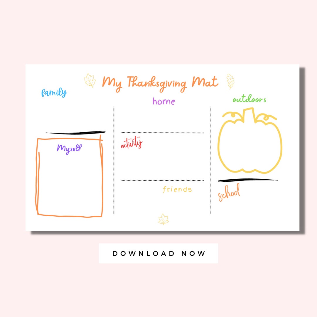 Thanksgiving Placemat for Kids, Printable Thanksgiving Kid Activity ...