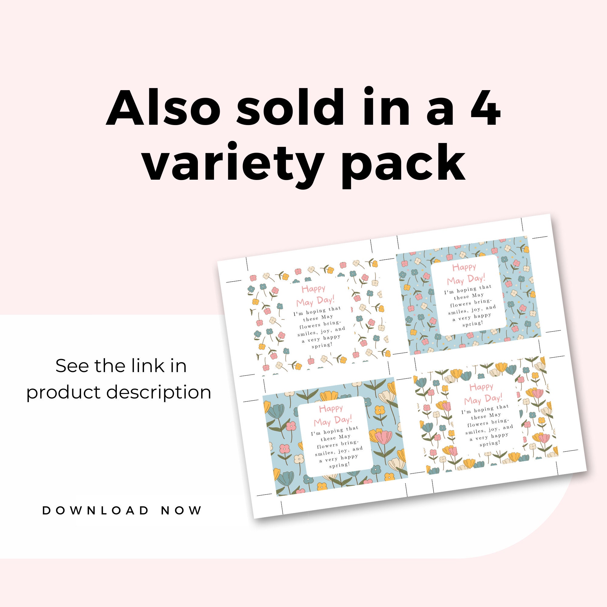 Happy May Day Printable Cards, May Day Notes, May Day Flower Gift Tag ...