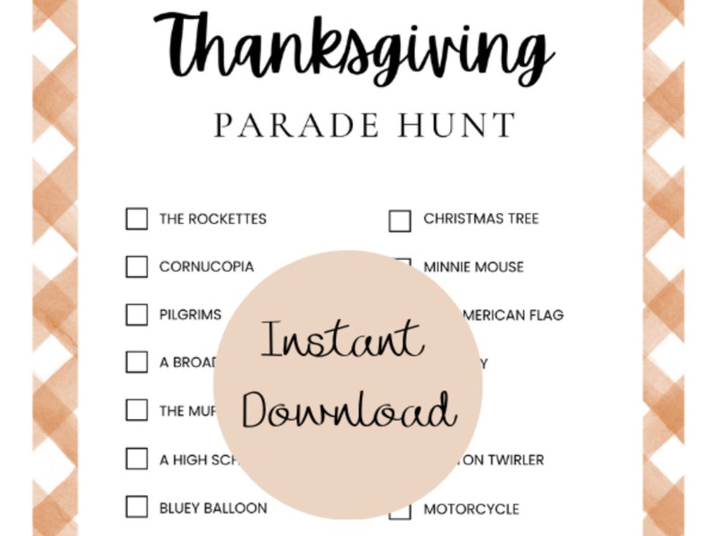 Thanksgiving Parade Scavenger Hunt Thanksgiving Activities - Etsy