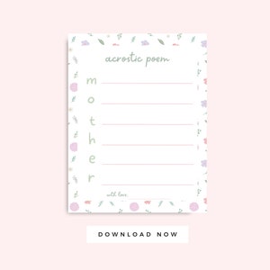 Mother's Day Letter From Kids, Mom's Birthday Card Printable Gift ...
