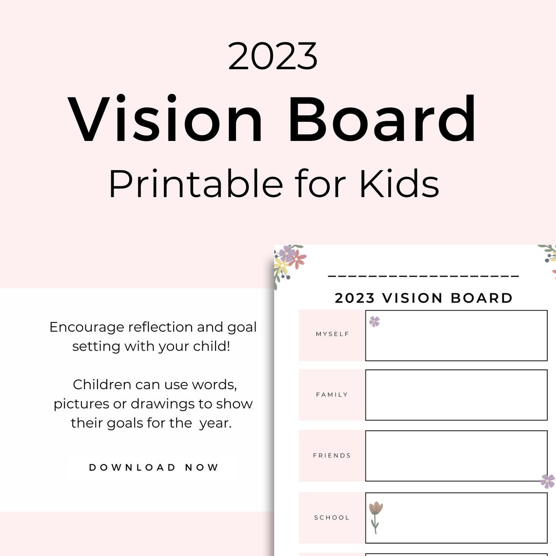 Vision Board Printable for Kids Home Learning Activity Kids - Etsy