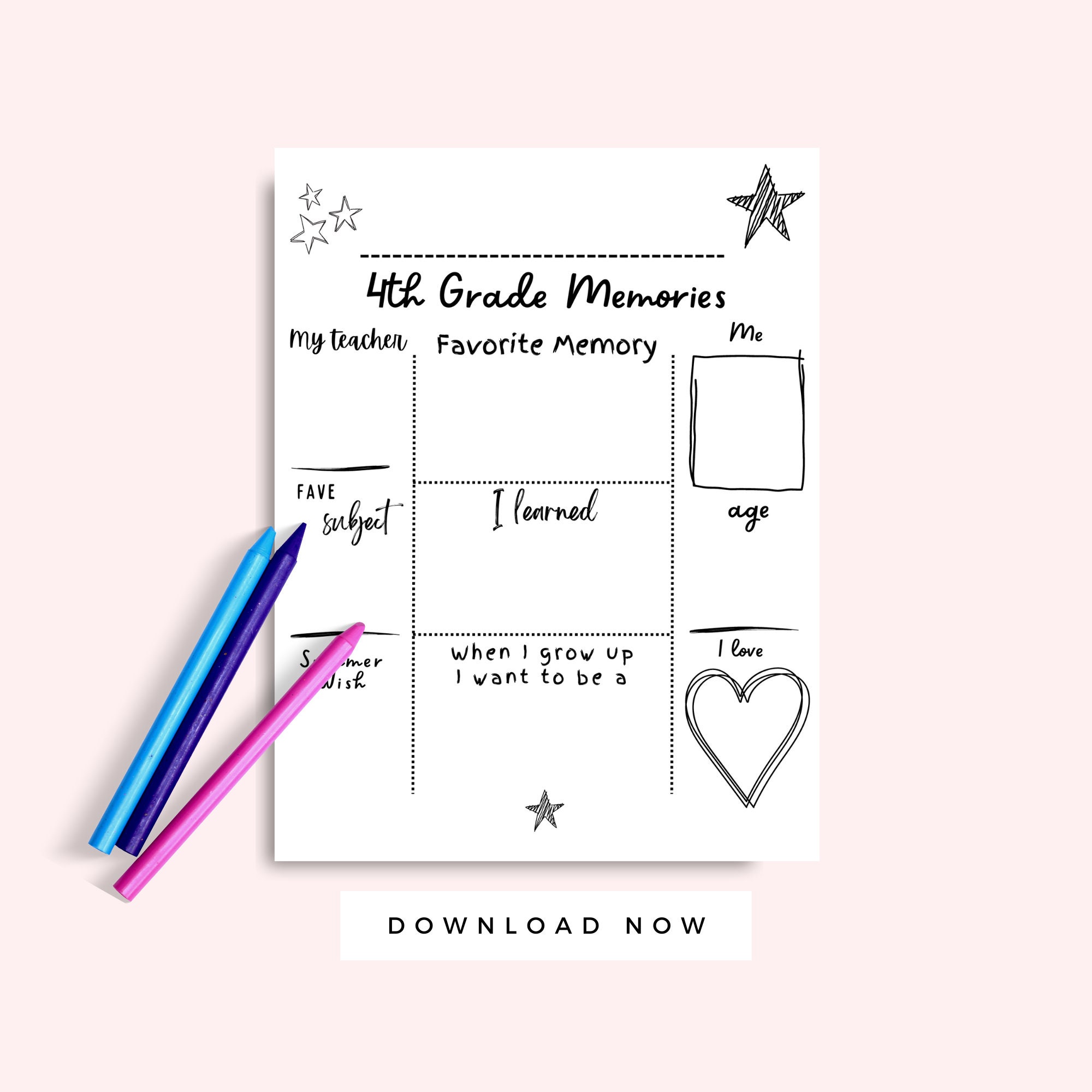 4th Grade Memories Coloring Page, Fourth Grade Milestone Board, Last ...