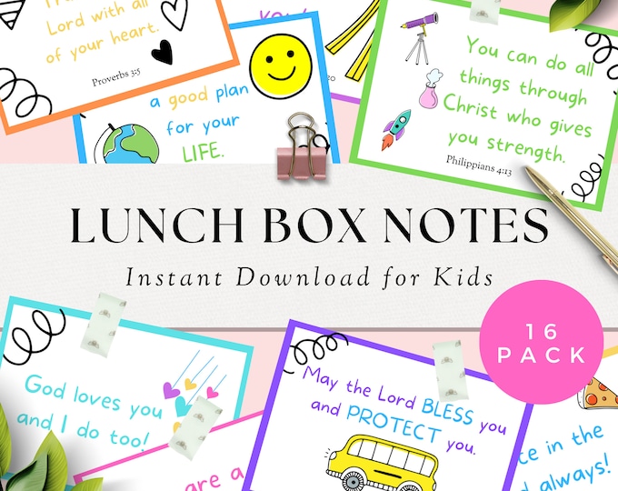 Lunchbox Cards. Set 3. Christian Notes. Instant Download Printable PDF ...