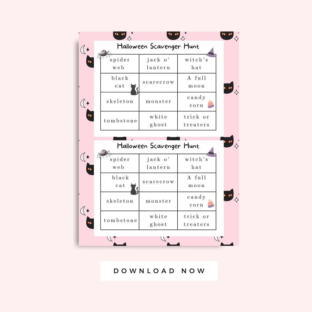 Halloween Scavenger Hunt for Kids Printable, Halloween Preschool ...