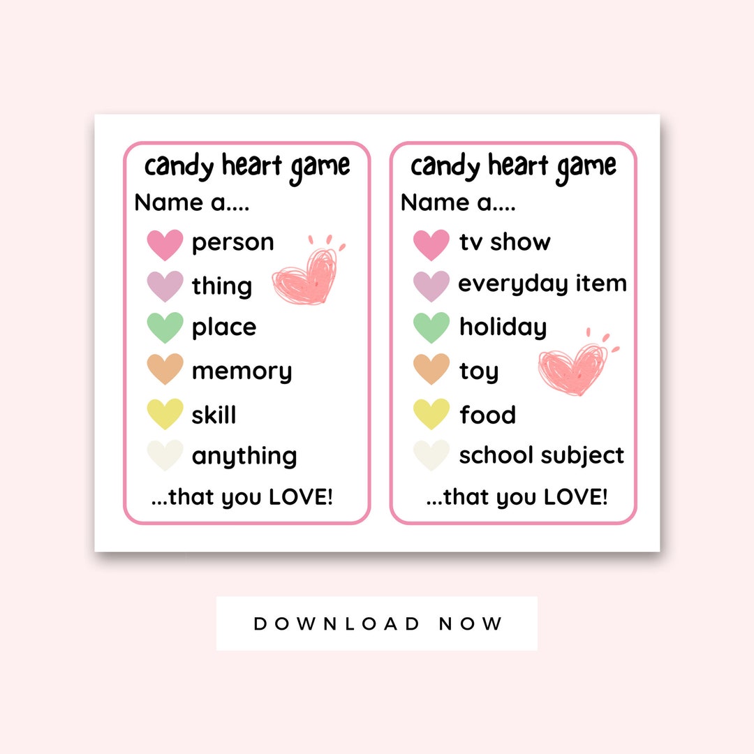 Valentine Candy Heart Game, Valentine's Day Activity for Kids ...