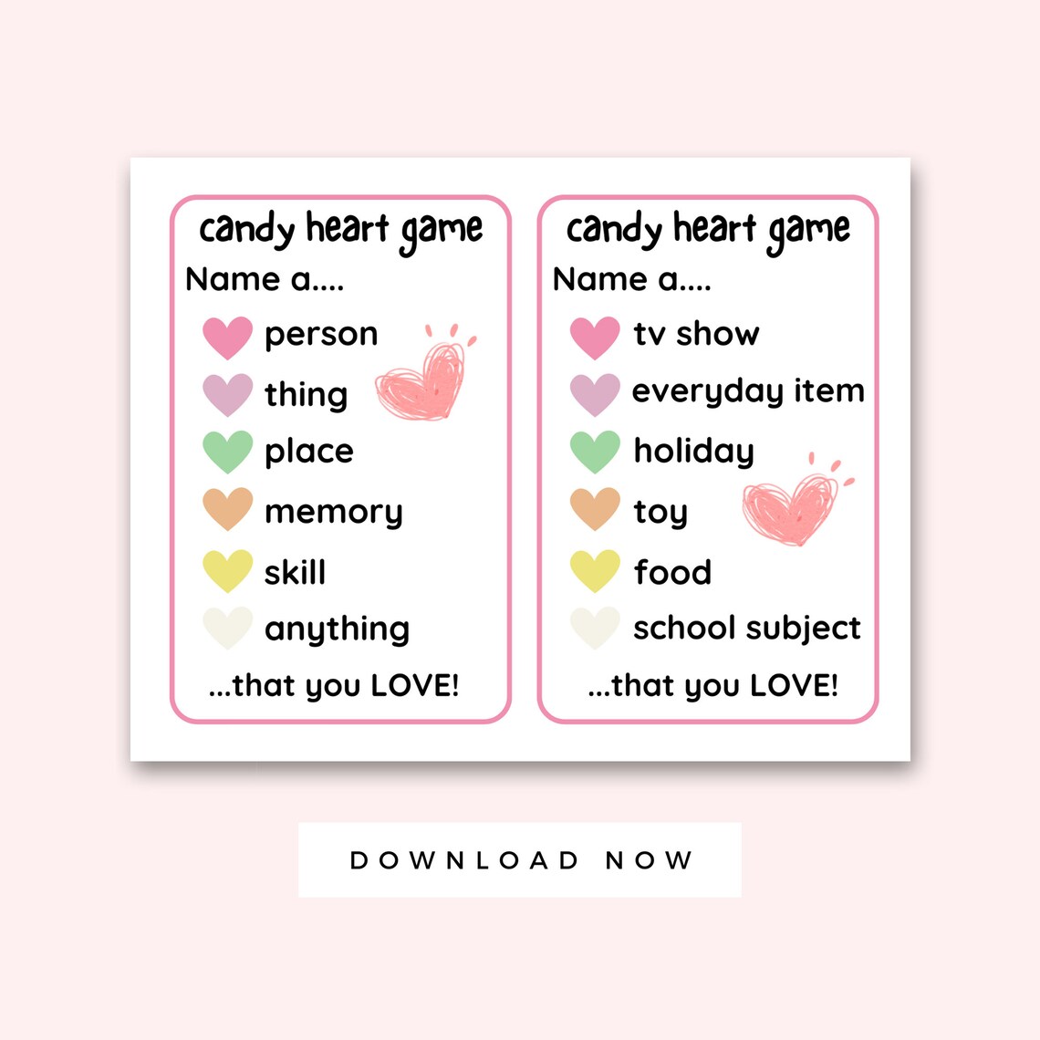 Valentine Candy Heart Game, Valentine's Day Activity for Kids ...