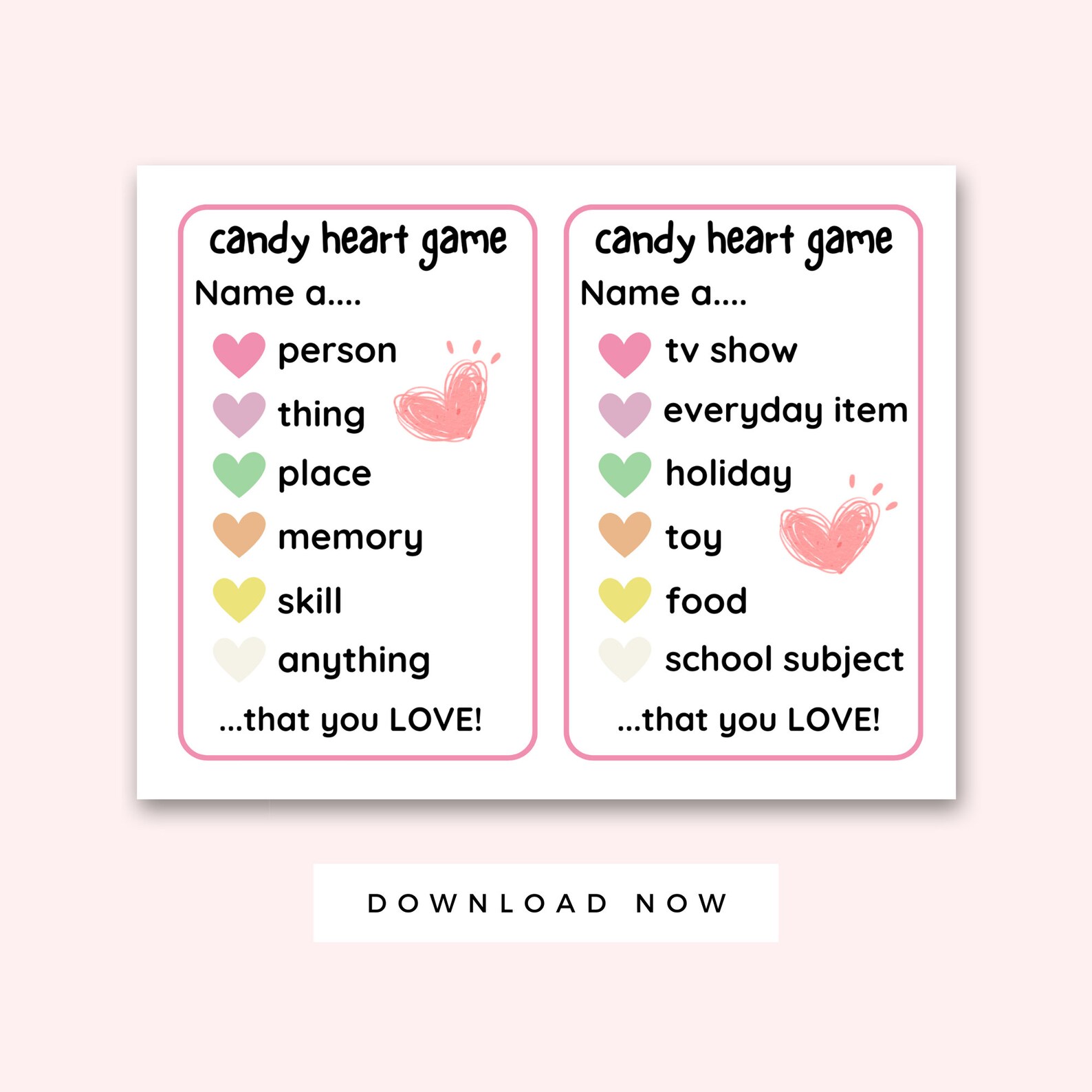 Valentine Candy Heart Game, Valentine's Day Activity for Kids ...