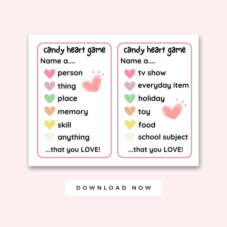 Valentine Candy Heart Game, Valentine's Day Activity for Kids ...