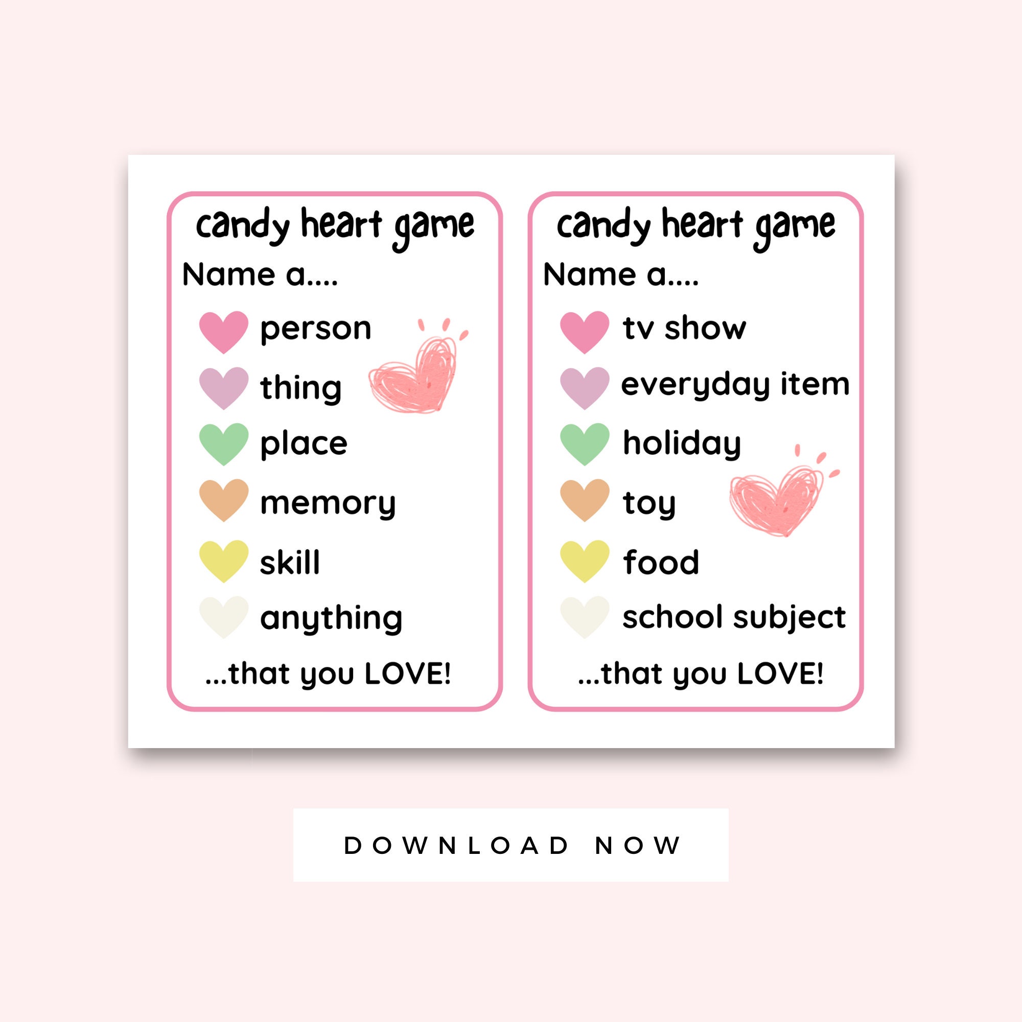 Valentine Candy Heart Game, Valentine's Day Activity for Kids ...