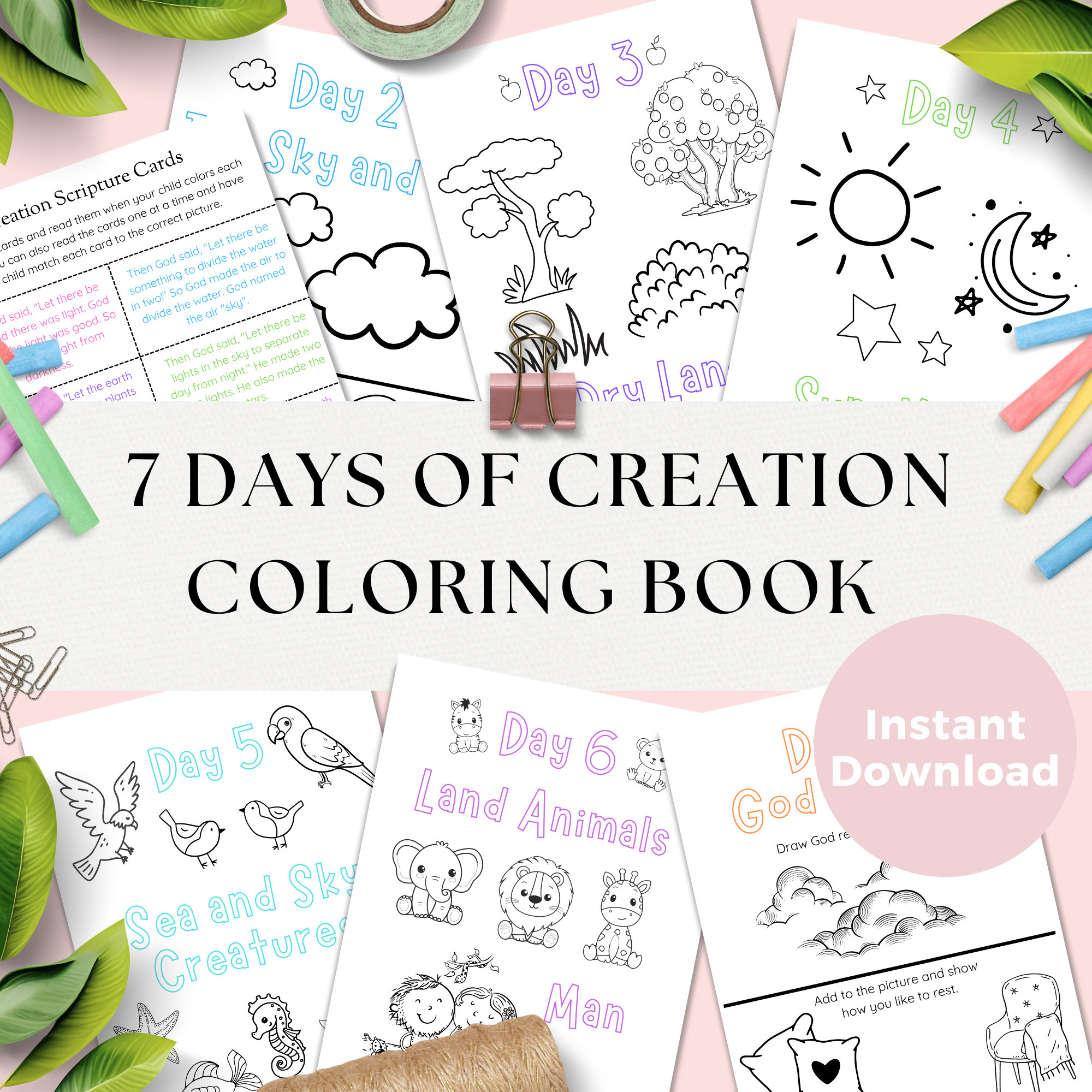 Creation Days Coloring Pages, 7 Days of Creation Preschool Activities ...
