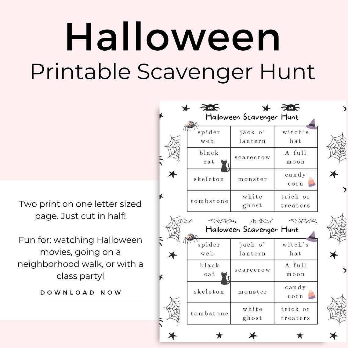 Halloween Scavenger Hunt for Kids Printable, Halloween Preschool ...