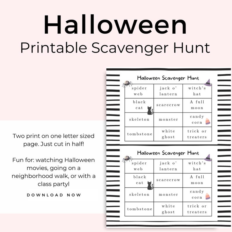 Halloween Scavenger Hunt for Kids Printable, Halloween Preschool ...