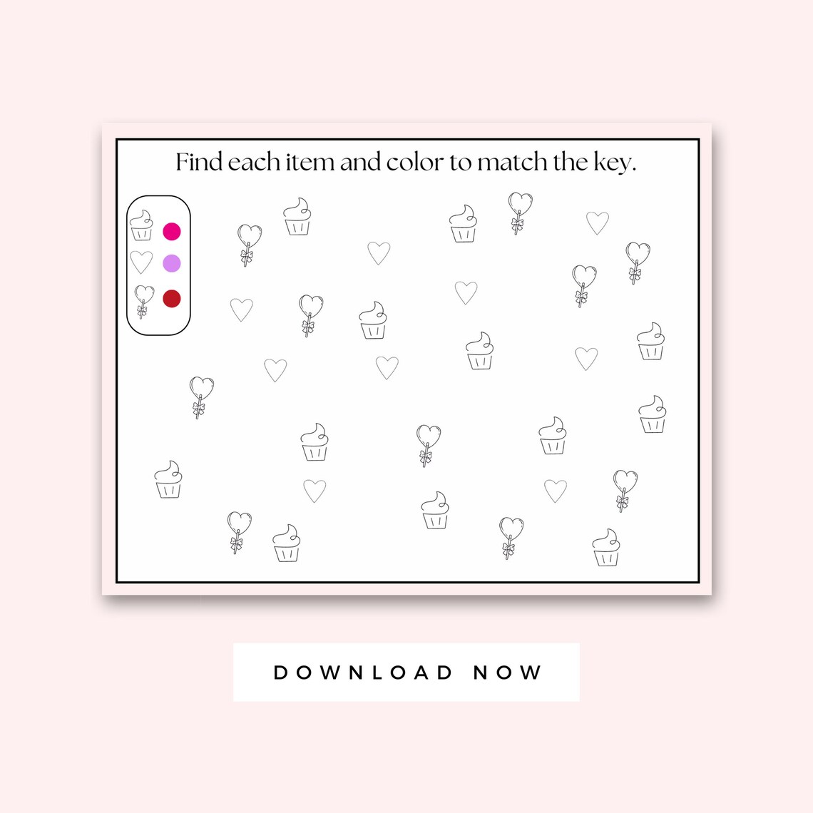 I Spy, Color Code, Search and Find Activity Sheet, Valentine's Day ...