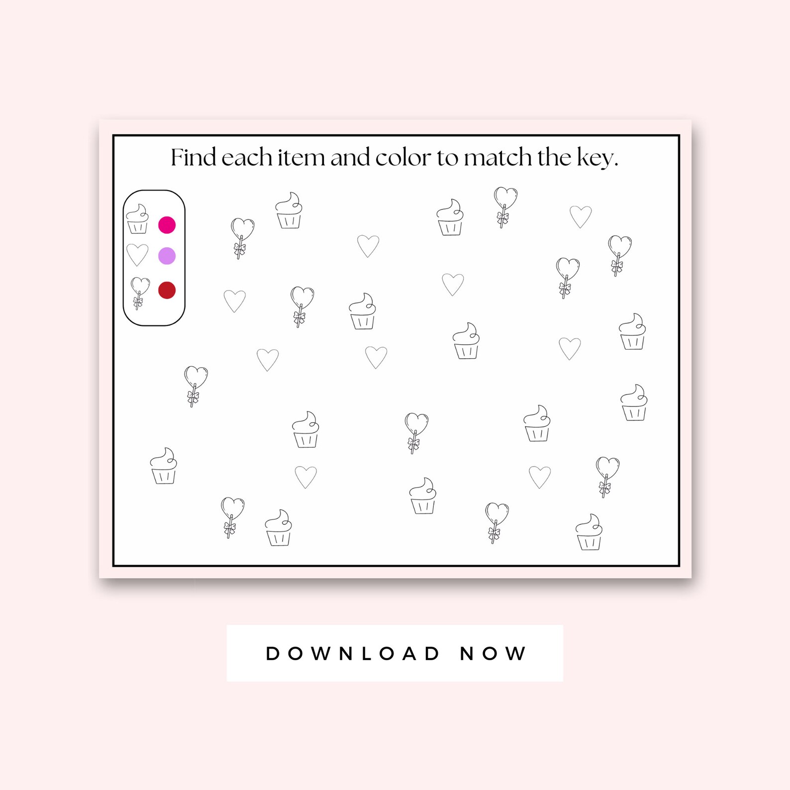 I Spy, Color Code, Search and Find Activity Sheet, Valentine's Day ...