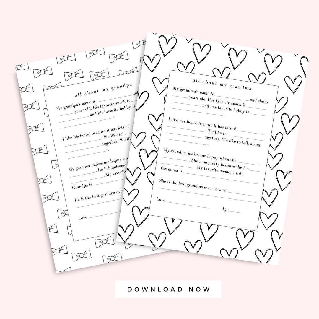 Grandparents Day Letter From Kids Black and White, Kid Interview All ...