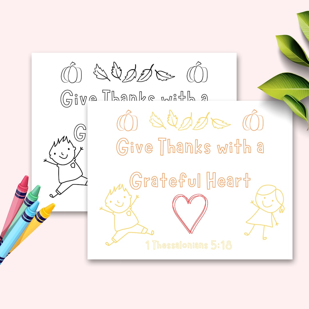 Give Thanks With a Grateful Heart Bible Verse Coloring Page for Kids ...