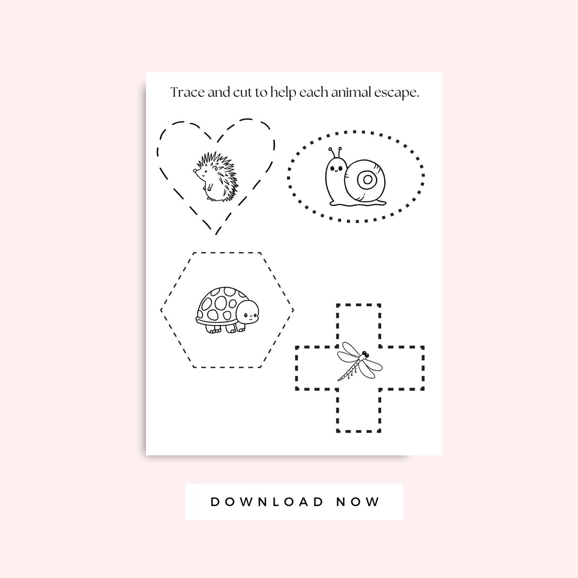 Cutting Activities for Preschool Printable Black and White, Prek ...