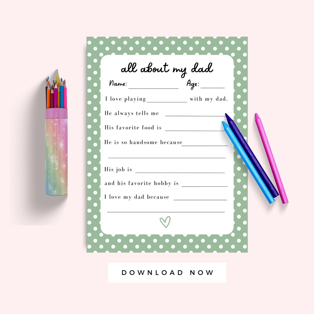 All About My Dad Preschool Interview Letter, Father's Day Letter From ...