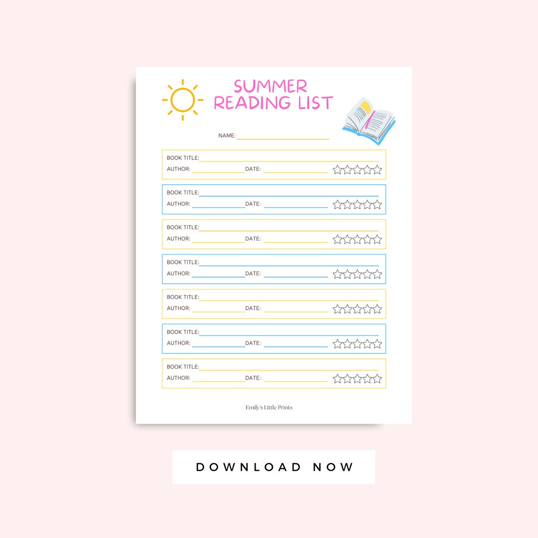 Summer Reading List for Kids Multicolor, Simple Summer Book Tracker ...