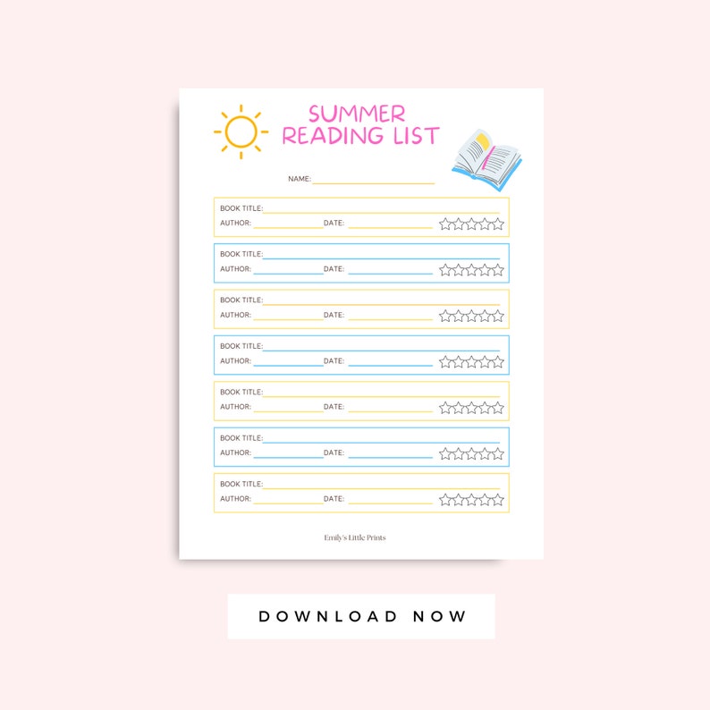 Summer Reading List for Kids Multicolor, Simple Summer Book Tracker ...