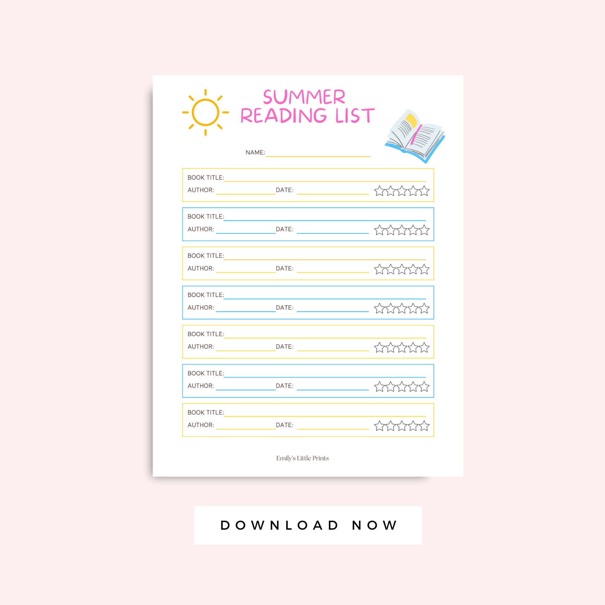 Summer Reading List for Kids Multicolor, Simple Summer Book Tracker ...