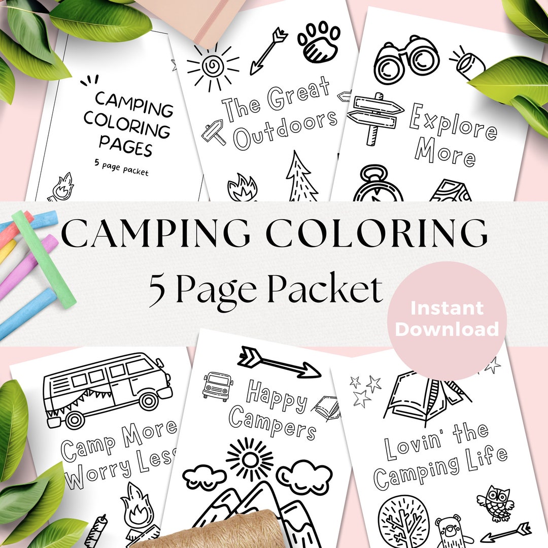 Camping Coloring Pages PDF, 5 Page Camping Activity Packet for Kids ...