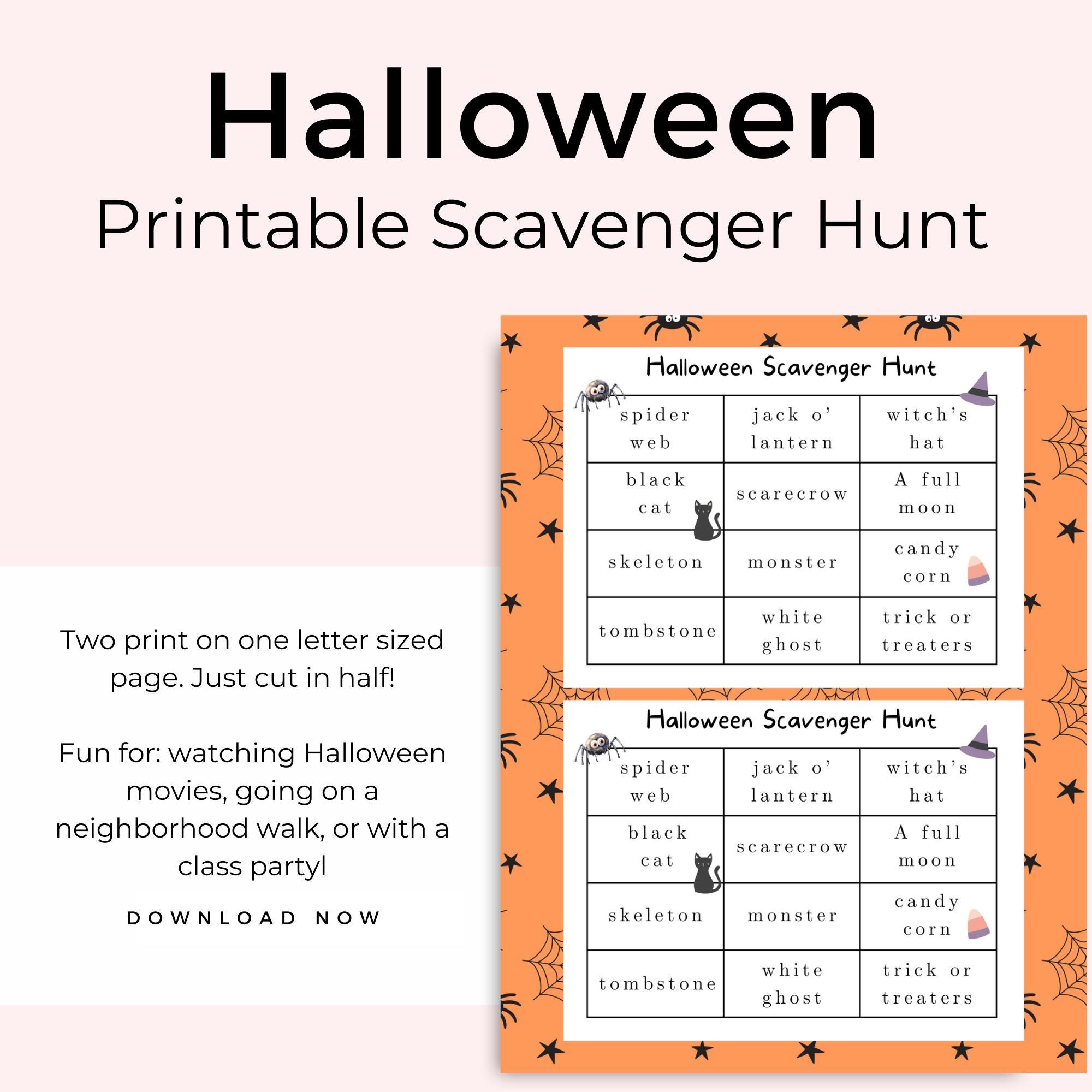 Halloween Scavenger Hunt for Kids Printable, Halloween Preschool ...