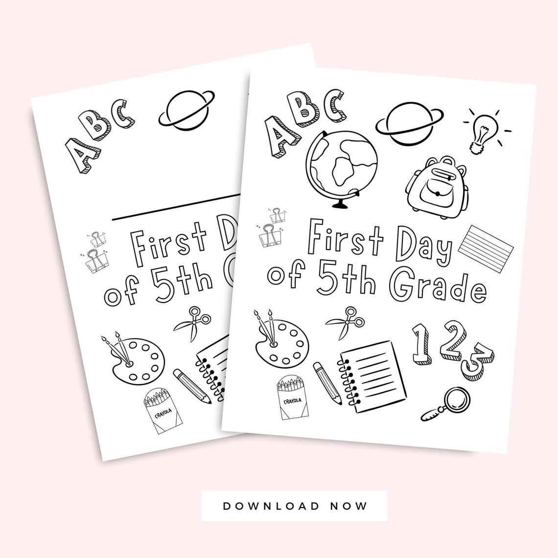 First Day of 5th Grade Coloring Page, Fifth Grade Back to School ...