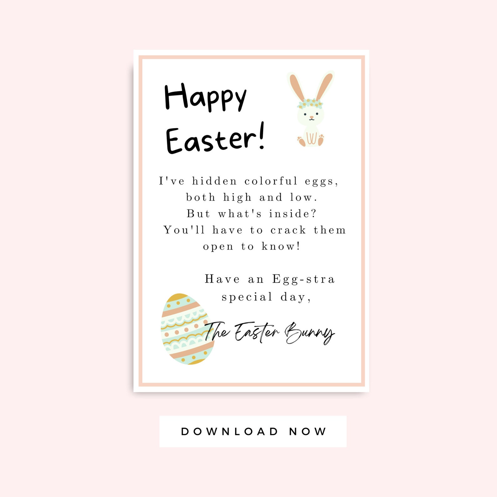 Easter Bunny Letter for Kids Printable Muted Color, Easter Kid Activity ...