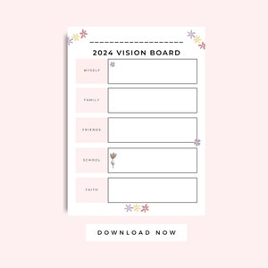 2024 Vision Board Printables for Kids, New Years Coloring Page, New ...