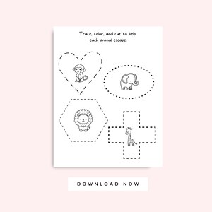 Jungle Animals Preschool Cutting and Tracing Practice, Kid Activity ...