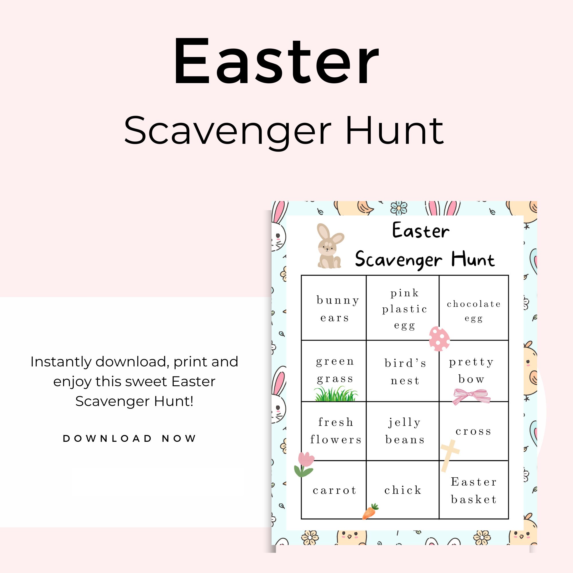 Printable Easter Scavenger Hunt for Kids, Easter Preschool Activity ...