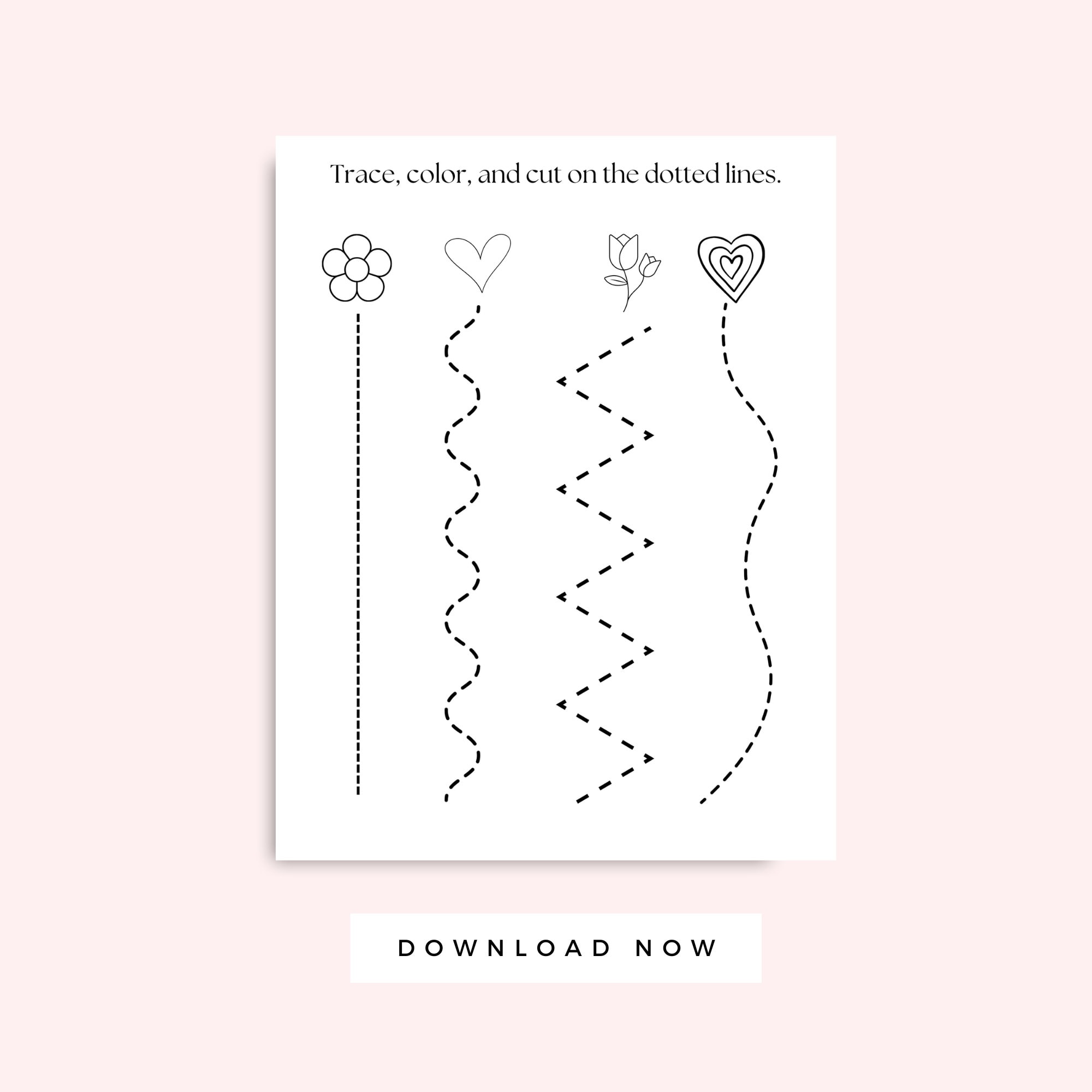 Scissor Skills for Preschool Printables, 3 Pack Worksheets B&W, Cutting ...