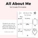 All About Me 1st Grade Printable Worksheet, First Grade Classroom All ...