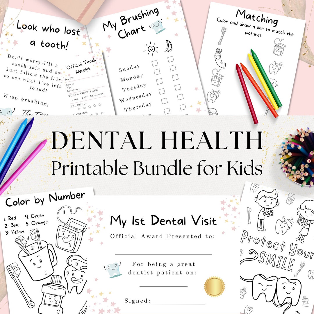 Dental Health Printable Activities for Kids 6 Pack, Tooth Fairy Letter ...