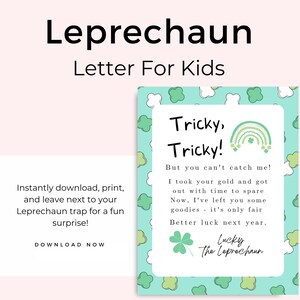 Leprechaun Printable Letter for Kids, Saint Patrick's Day Kid Activity ...