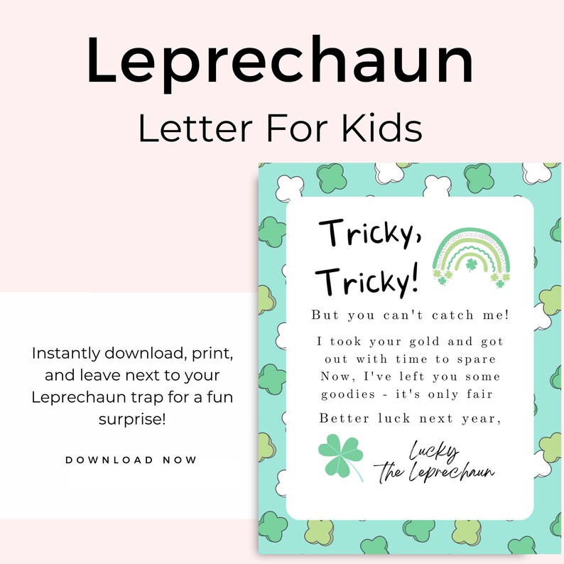 Leprechaun Printable Letter for Kids, Saint Patrick's Day Kid Activity ...