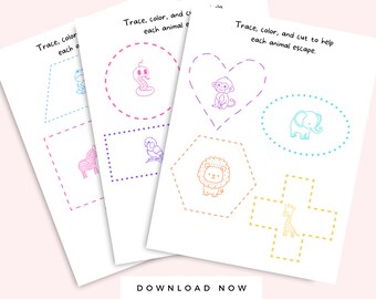 Animal Scissor Cutting Printable Preschool Worksheet - Etsy