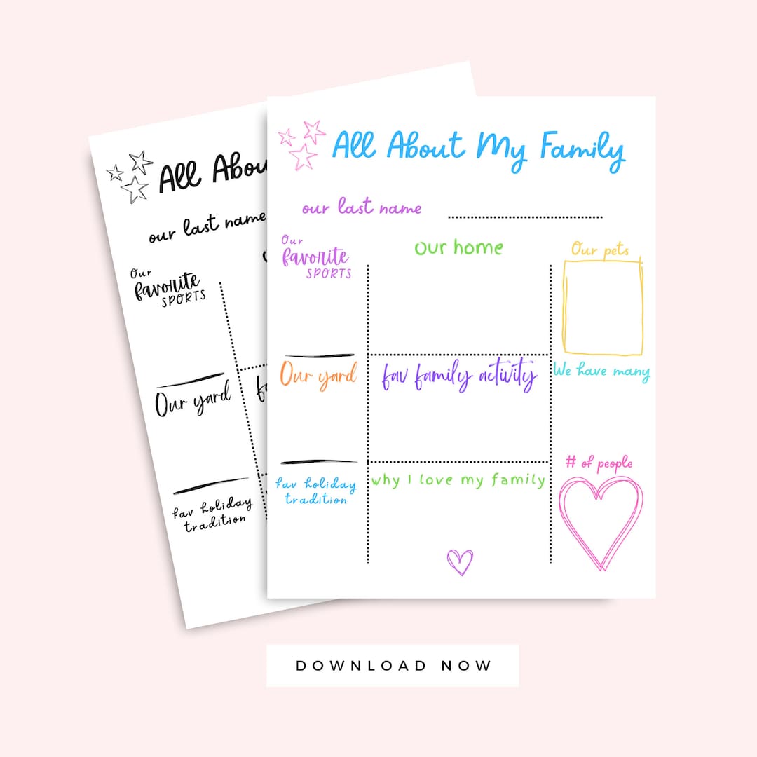 All About My Family Activity Page for Preschoolers or Kids Multicolor ...