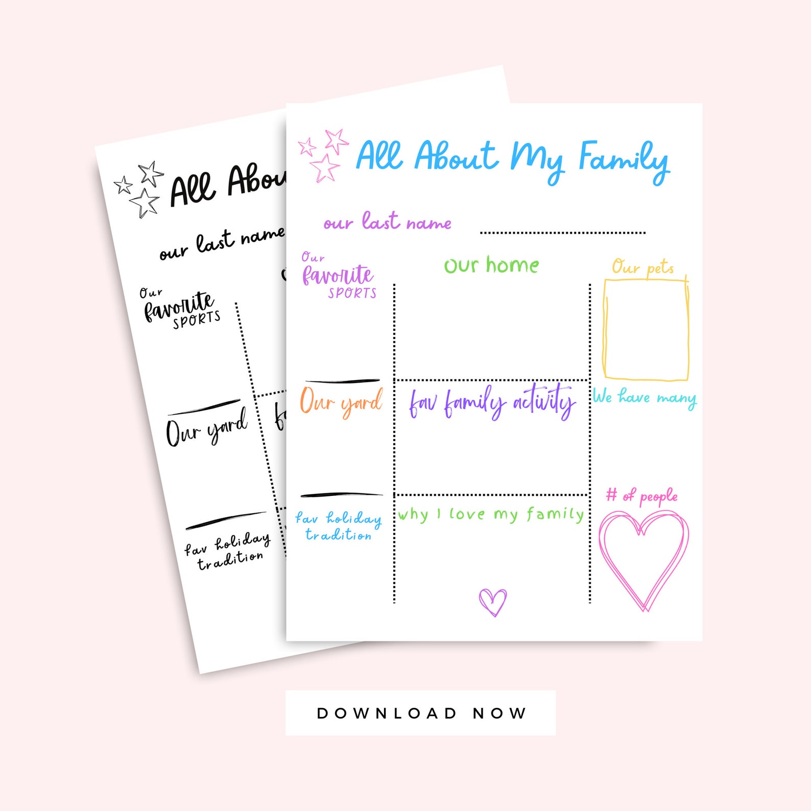 All About My Family Activity Page for Preschoolers or Kids Multicolor ...