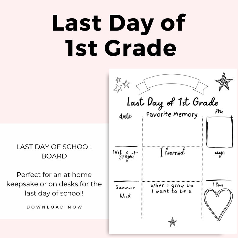 First and Last Day of School Sign 1st Grade Printable, Back to School ...