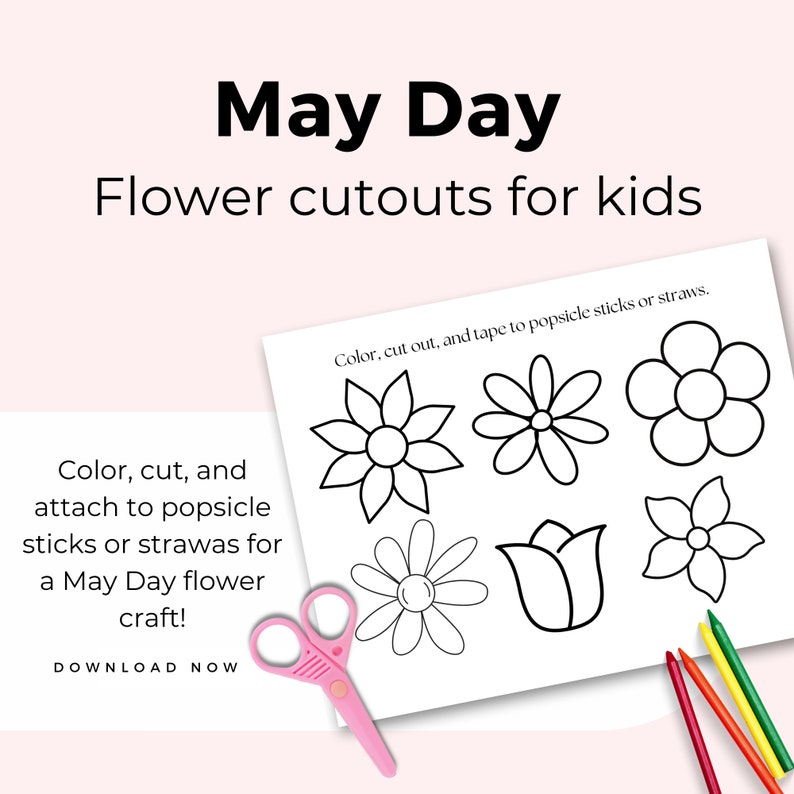 May Day Crafts for Kids Printable, Happy May Day Card, Spring Preschool ...