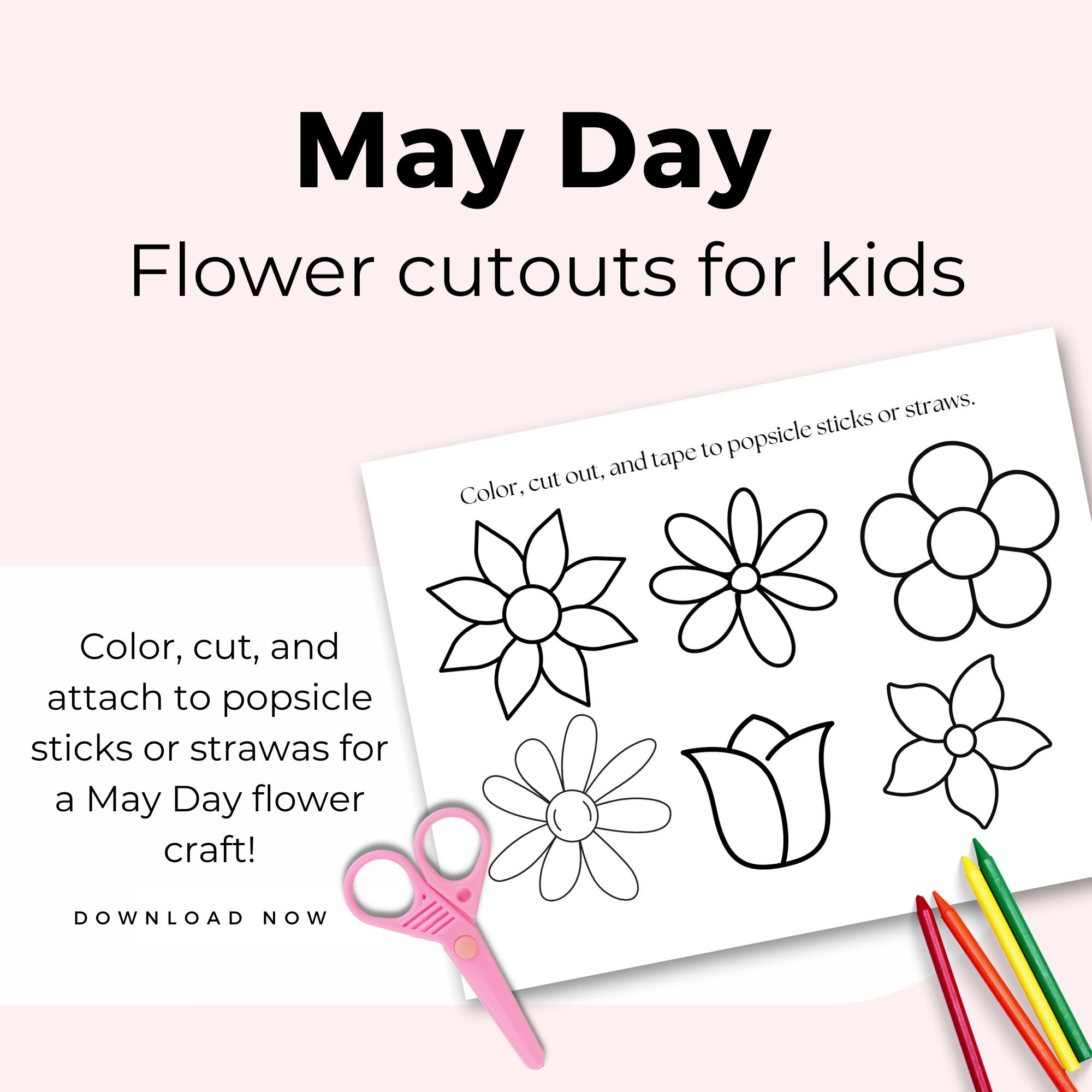 May Day Crafts for Kids Printable, Happy May Day Card, Spring Preschool ...