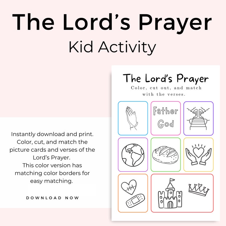 The Lords Prayer Activity, Printable Bible Verse Sunday School Activity ...